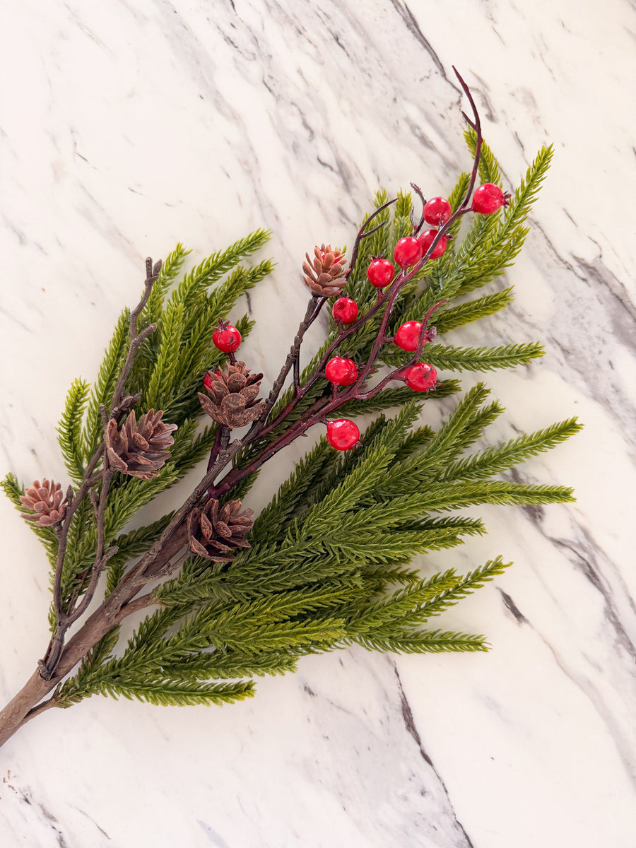 Real Touch Pine With Red Berries – Sugar N Milk Co